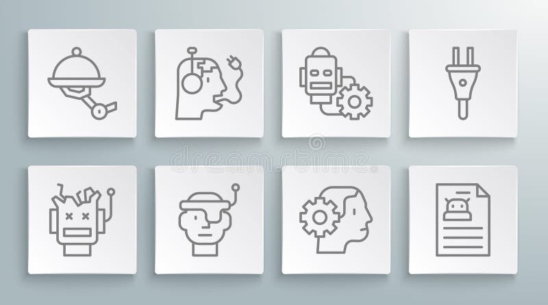 Set Line Broken Robot, Robot Charging Battery, Smart Glasses, Humanoid ... Set Line Broken Robot, Robot Charging Battery, Smart Glasses, Humanoid ...