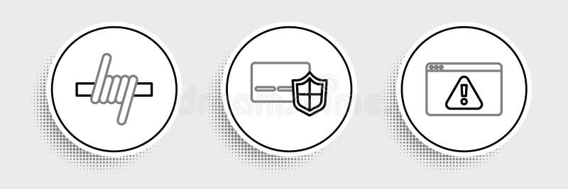 Set Line Browser with Exclamation Mark, Barbed Wire and Credit Card ...