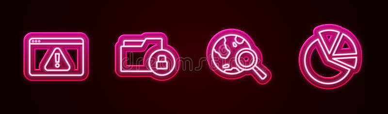 Set Line Browser with Exclamation Mark, Folder and Lock, Search Globe ... Set Line Browser with Exclamation Mark, Folder and Lock, Search Globe ...