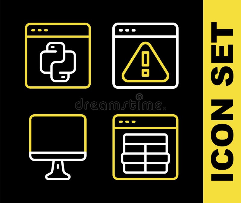 Set Line Browser With Exclamation Mark Mysql Code Computer Monitor Screen And Python