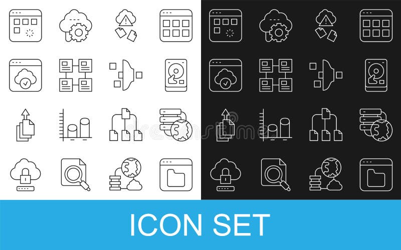 Set Line Browser Files, Network Cloud Connection, Hard Disk Drive HDD ... Set Line Browser Files, Network Cloud Connection, Hard Disk Drive HDD ...