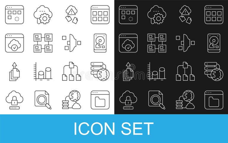 Set Line Browser Files, Network Cloud Connection, Hard Disk Drive HDD, Cloud Hacking, Hierarchy ...