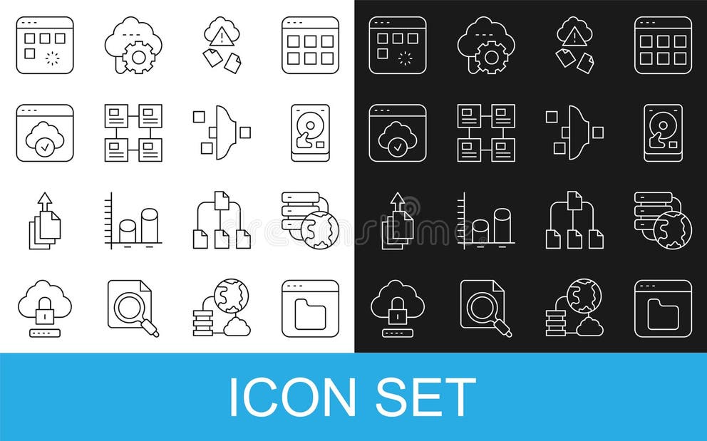 Set Line Browser Files, Network Cloud Connection, Hard Disk Drive HDD, Cloud Hacking, Hierarchy ...