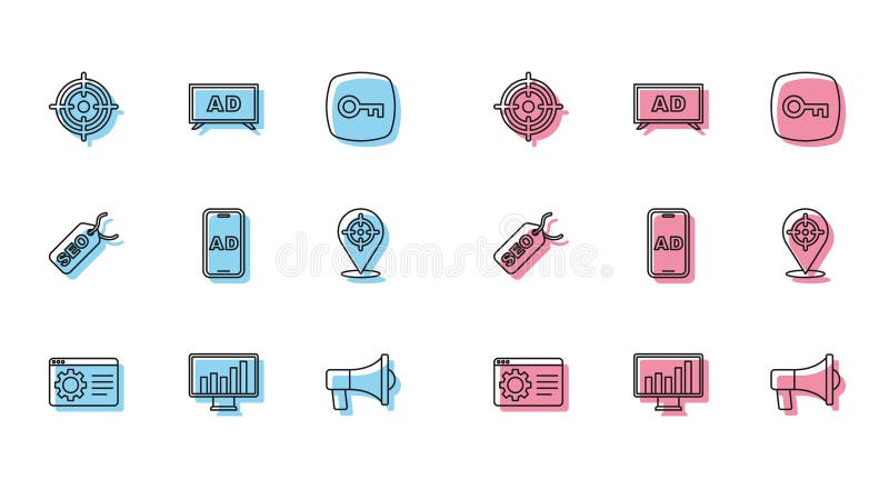 Set Line Browser Setting, Monitor with Graph Chart, Target, Megaphone ... Set Line Browser Setting, Monitor with Graph Chart, Target, Megaphone ...