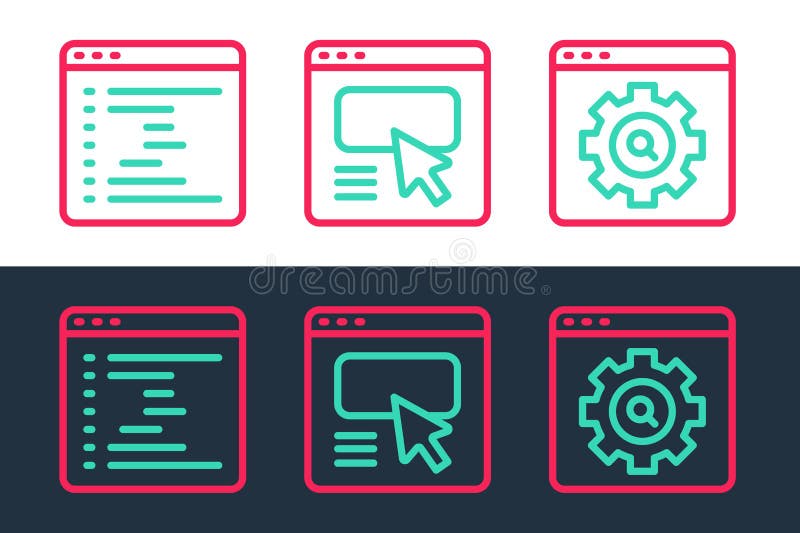 Set Line Browser Setting, Window and UI or UX Design Icon. Vector Stock ... Set Line Browser Setting, Window and UI or UX Design Icon. Vector Stock ...