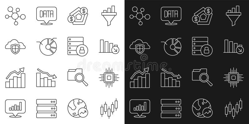 Set Line Browser with Stocks Market, Processor CPU, Financial Growth ...