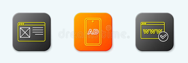 Set Line Browser Window, Advertising and Website Template Icon. Vector ...