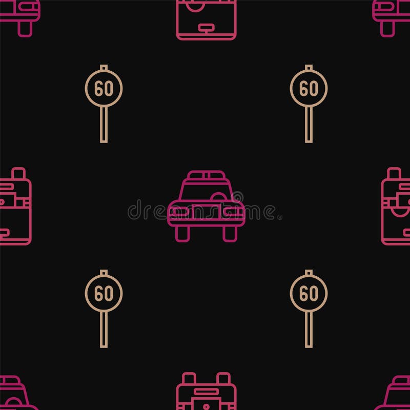 Set Line Bus, Speed Limit Traffic and Police Car and Flasher on ...