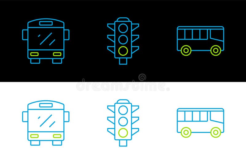 Set Line Bus, and Traffic Light Icon. Vector Stock Illustration ...