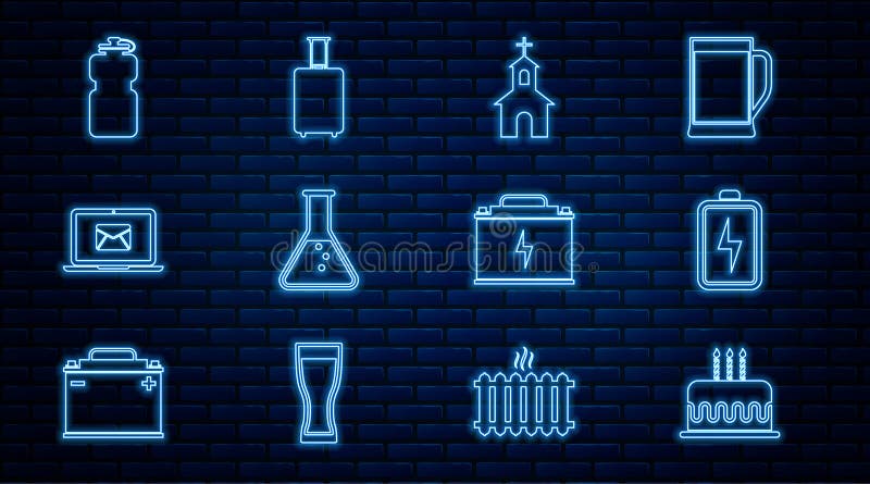 Set Line Cake with Burning Candles, Battery, Church Building, Test Tube ... Set Line Cake with Burning Candles, Battery, Church Building, Test Tube ...