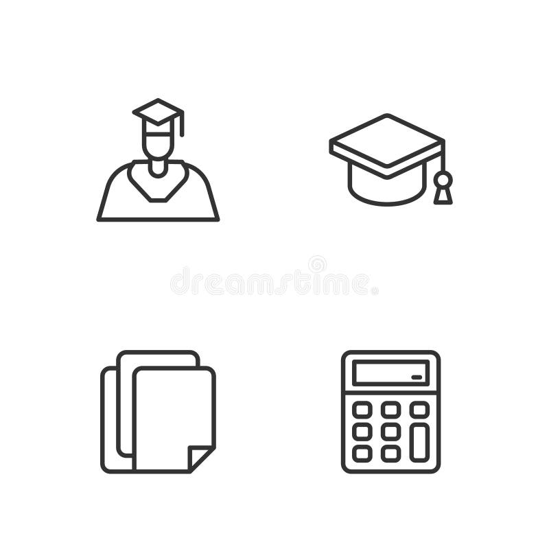 Set Line Calculator, File Document, Graduate and Graduation Cap and ...