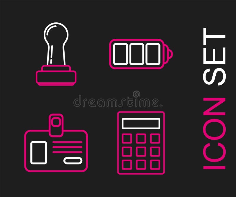 Set Line Calculator, Identification Badge, Battery Charge Level ...