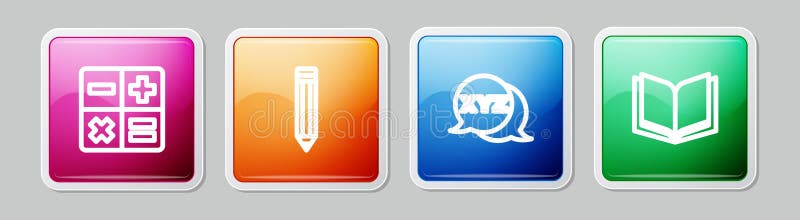 Set Line Calculator, Pencil, XYZ Coordinate System and Open Book ... Set Line Calculator, Pencil, XYZ Coordinate System and Open Book ...