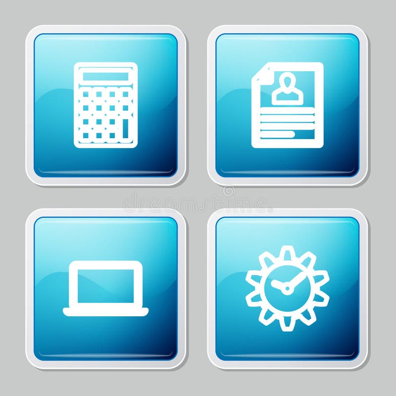 Set Line Calculator, Resume, Laptop and Time Management Icon. Vector ...
