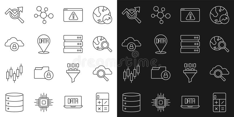 Set Line Calculator, Search Cloud Computing, Globe, Browser with ...