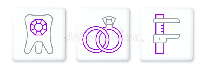 Set Line Calliper or Caliper and Scale, Tooth with Diamond and Wedding ...