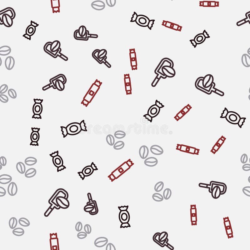 Set Line Candy, Spatula with Coffee Grain, Coffee Beans and Sugar Stick ...