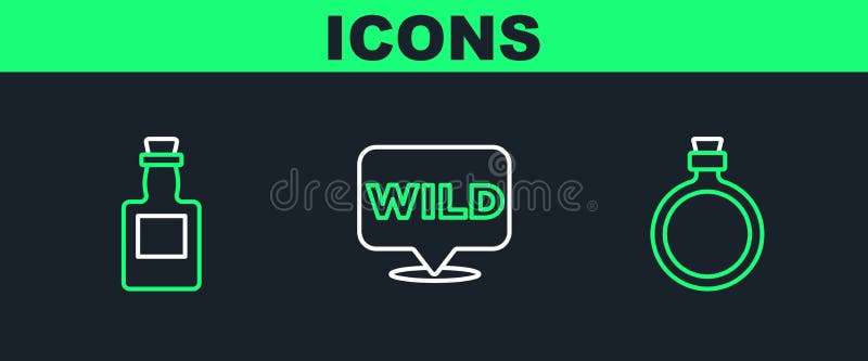 Set Line Canteen Water Bottle, Tequila and Pointer To Wild West Icon ...