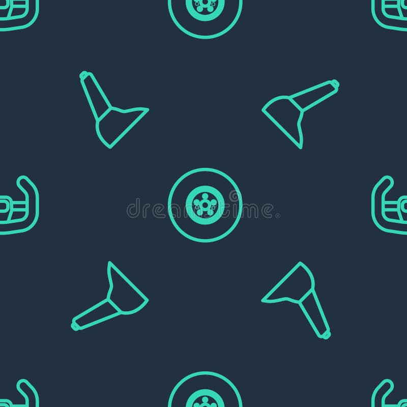 Set Line Car Brake Disk, Handbrake and Sport Steering Wheel on Seamless ...