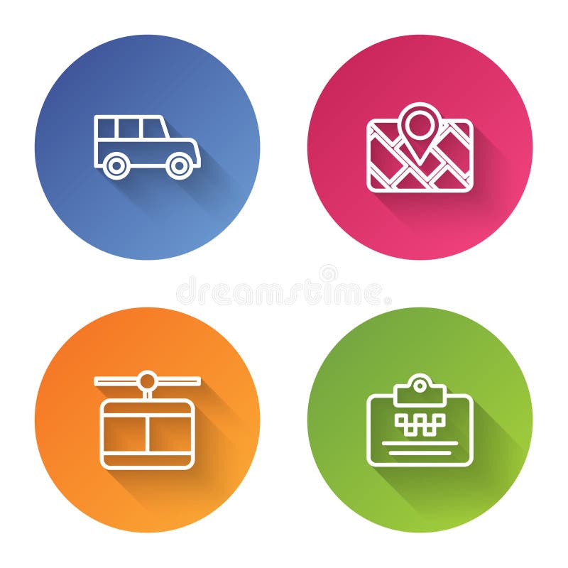 Set Line Car, Gps Device with Map, Cable Car and Taxi Driver License ...