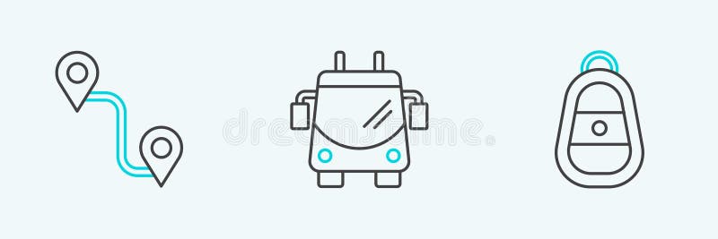 Set Line Car Key with Remote, Route Location and Trolleybus Icon ...