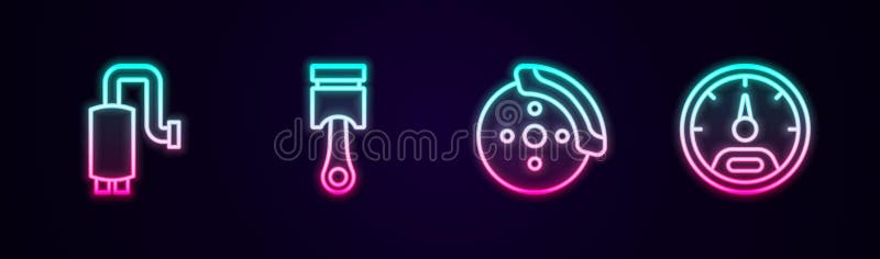 Set Line Car Muffler, Engine Piston, Brake Disk with Caliper and ...