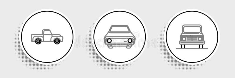 Set Line Car, Pickup Truck and Icon. Vector Stock Illustration ...