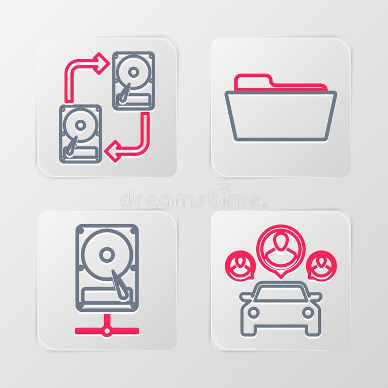Set Line Car Sharing, Hard Disk Drive on Network, Folder and Data ...