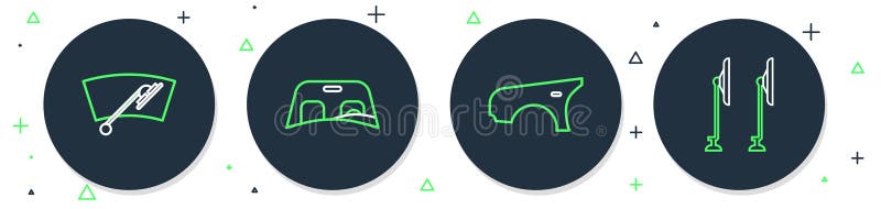 Set Line Car Windscreen, Fender, Windscreen Wiper and Icon. Vector ... Set Line Car Windscreen, Fender, Windscreen Wiper and Icon. Vector ...
