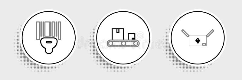 Set Line Cardboard Box with Traffic Symbol, Scanner Scanning Bar Code ...