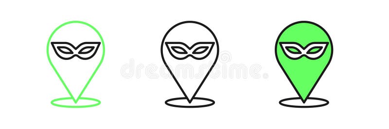 Set Line Carnival Mask Icon Isolated on White Background. Masquerade ...