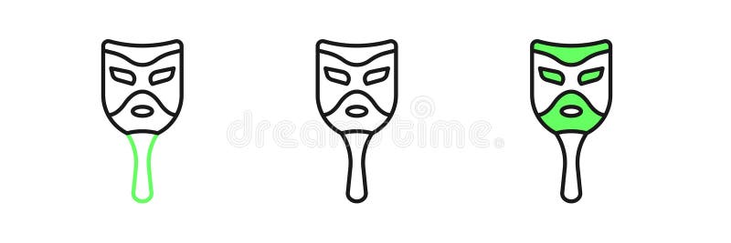 Set Line Carnival Mask Icon Isolated on White Background. Masquerade ...