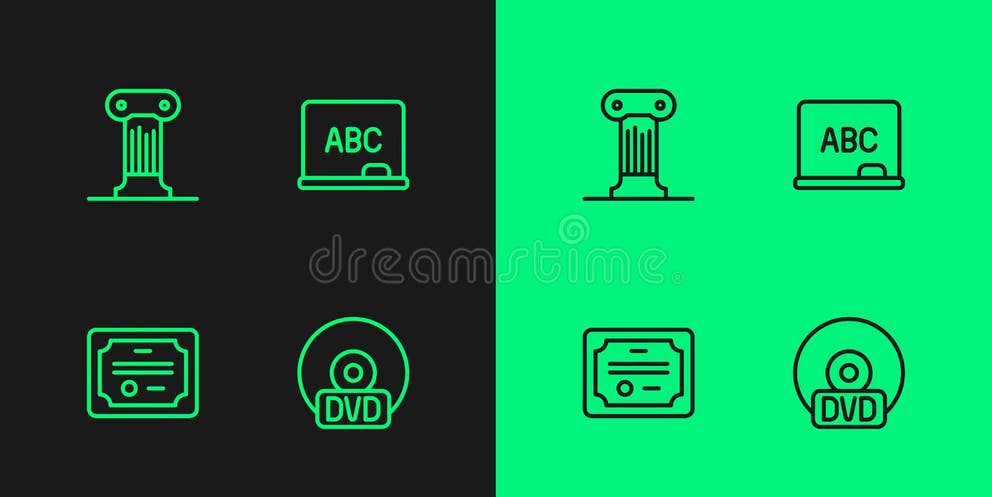 Set Line CD or DVD Disk, Certificate Template, Law Pillar and ...