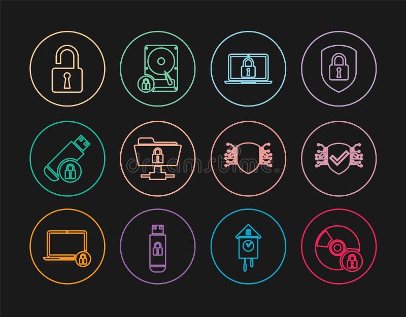 Lock Cyber Security Privacy Protection Icon on Blue Background and ...