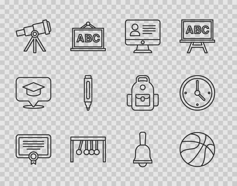 Set Line Certificate Template, Basketball Ball, Online Class, Pendulum ... Set Line Certificate Template, Basketball Ball, Online Class, Pendulum ...
