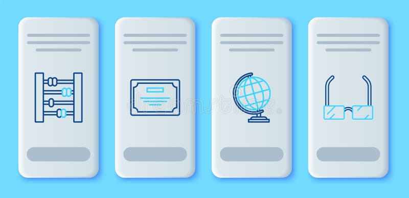 Set Line Certificate Template, Earth Globe, Abacus and Glasses Icon ... Set Line Certificate Template, Earth Globe, Abacus and Glasses Icon ...