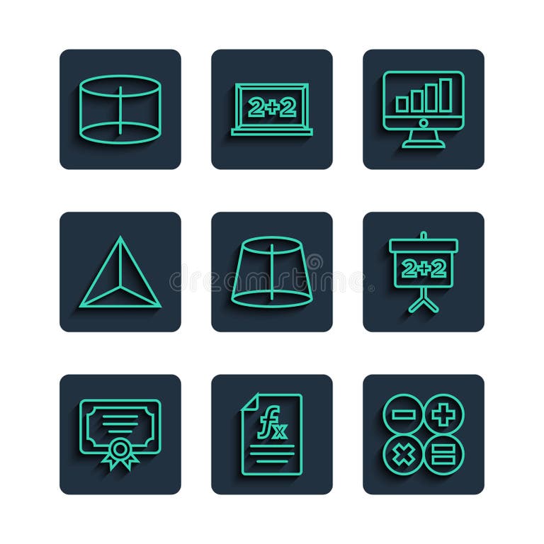 Set Line Certificate Template, Function Mathematical Symbol, Calculator, Computer Monitor with ...