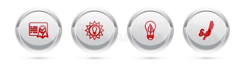 Set Line Certificate Template, Solar Energy Panel, Light Bulb with Leaf ...