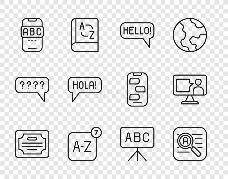Set Line Certificate Template, Translator, Hello in Different Languages ...