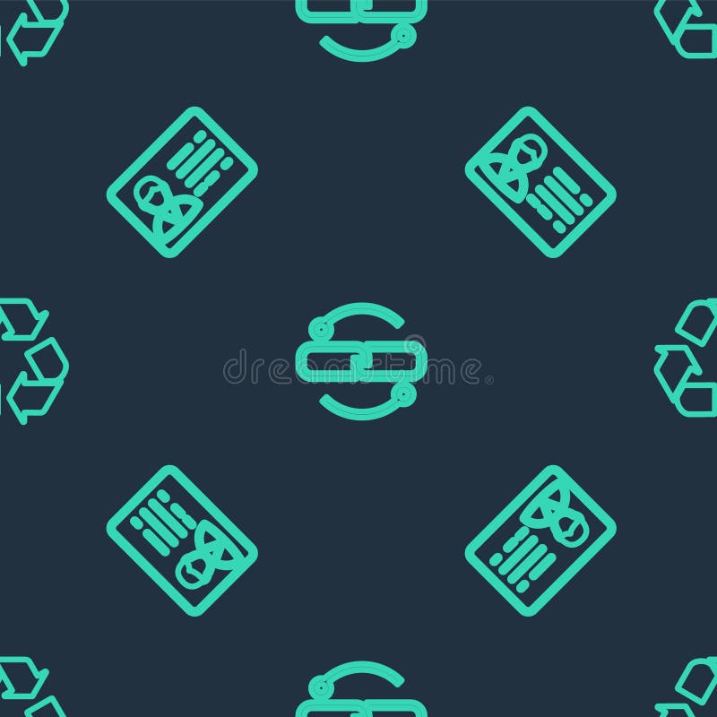 Set Line Chain Link Line, Identification Badge and Recycle Symbol on ...