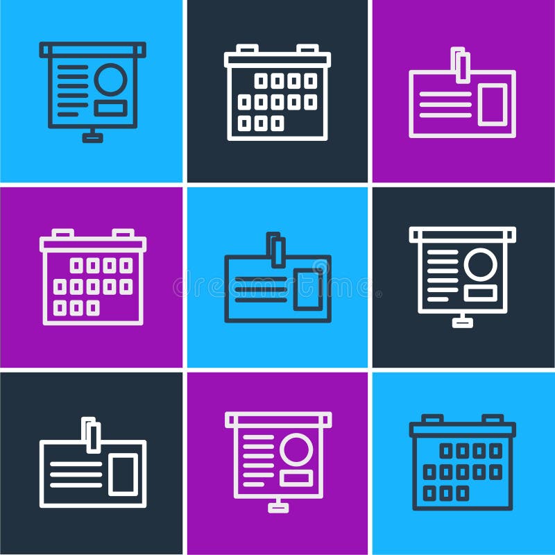 Set Line Chalkboard with Diagram, Identification Badge and Calendar ...