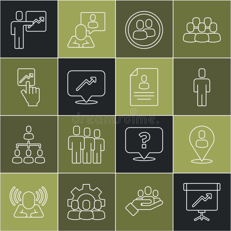 Set Line Chalkboard with Diagram, Worker Location, Head Hunting ...