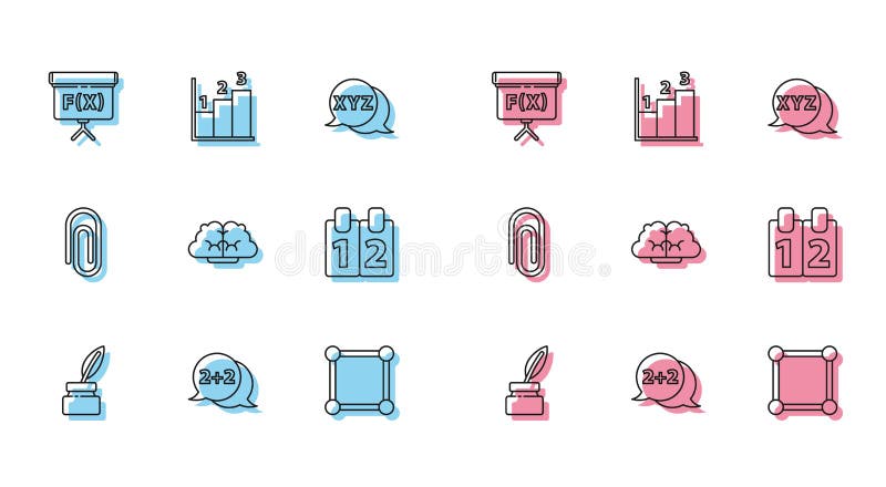 Set Line Chalkboard, Geometric Figure Cone, Cube, with Diagram, Graph ...