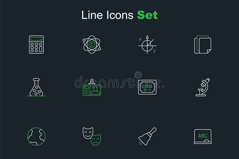 Set Line Chalkboard, Ringing Bell, Comedy and Tragedy Masks, Earth ...