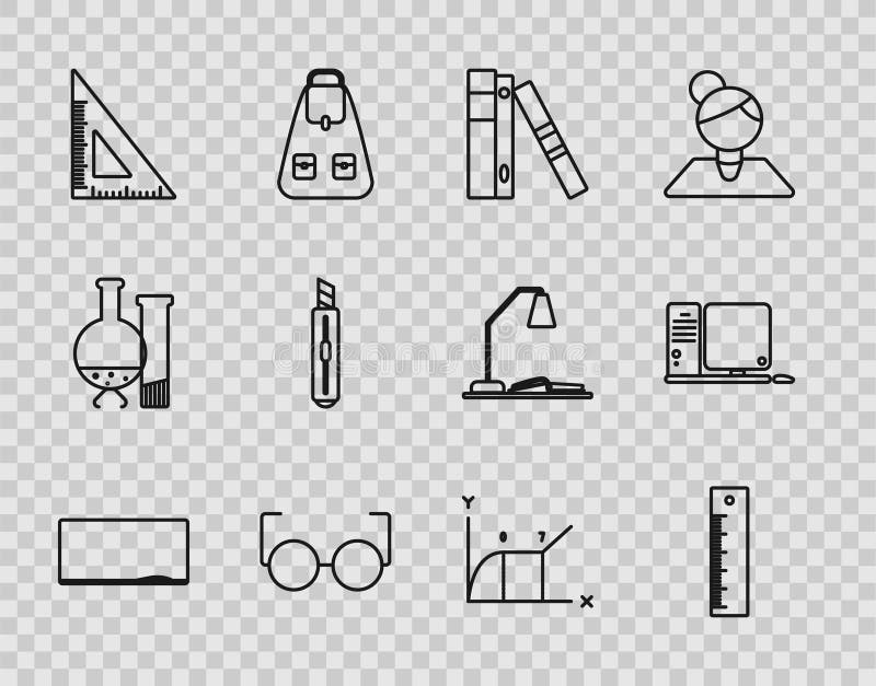 Set Line Chalkboard, Ruler, Office Folders with Papers and Documents ...