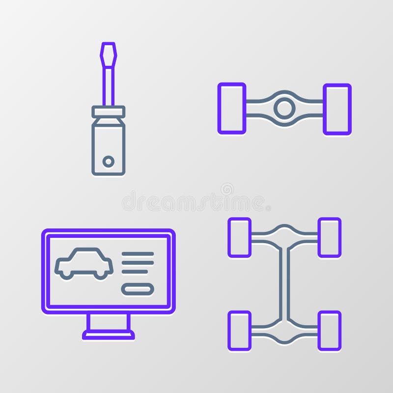 Set Line Chassis Car, Diagnostics Condition of, and Screwdriver Icon ... Set Line Chassis Car, Diagnostics Condition of, and Screwdriver Icon ...