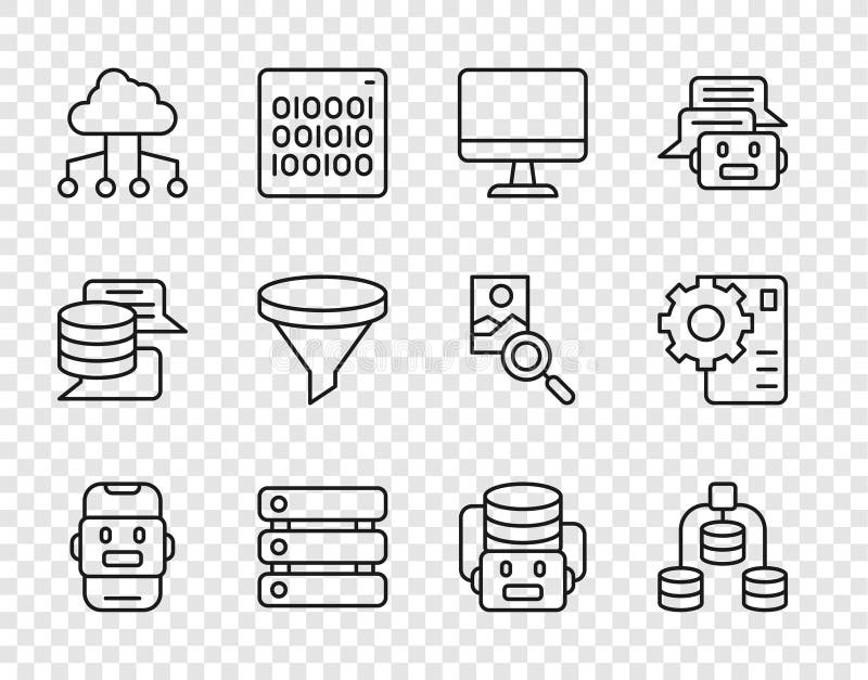Set Line Chat Bot, Server, Data, Computer Monitor, Network Cloud ... Set Line Chat Bot, Server, Data, Computer Monitor, Network Cloud ...