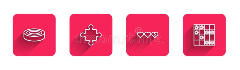 Set Line Checker Game Chips, Puzzle Pieces Toy, Hearts for and Board of ...