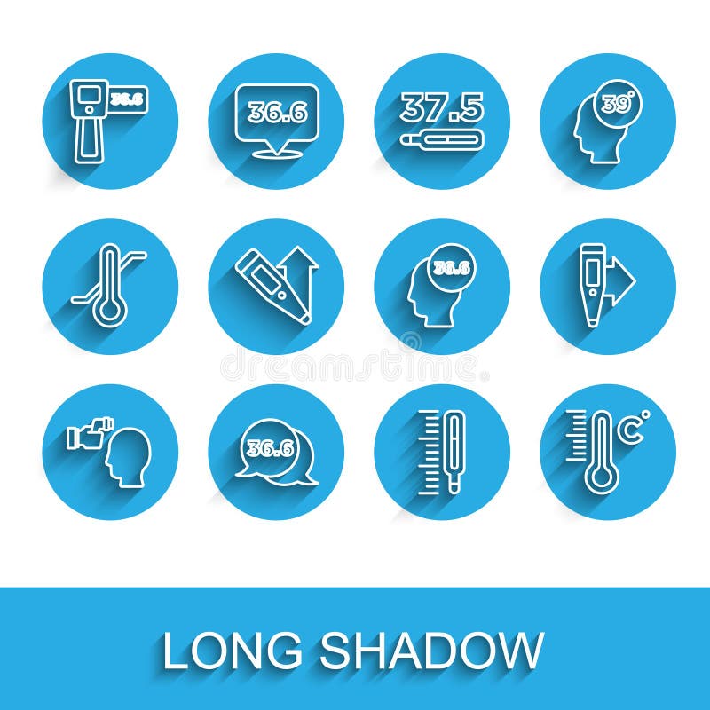 Set Line Checking Body Temperature, Medical Thermometer, Digital ...