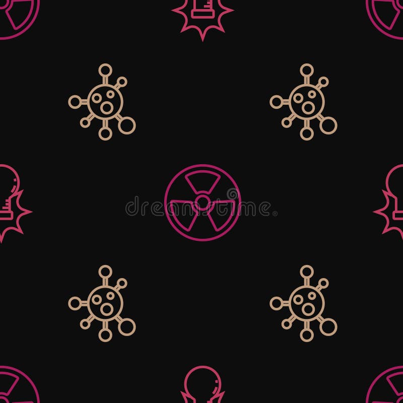 Set Line Chemical Explosion, Molecule and Radioactive on Seamless ...